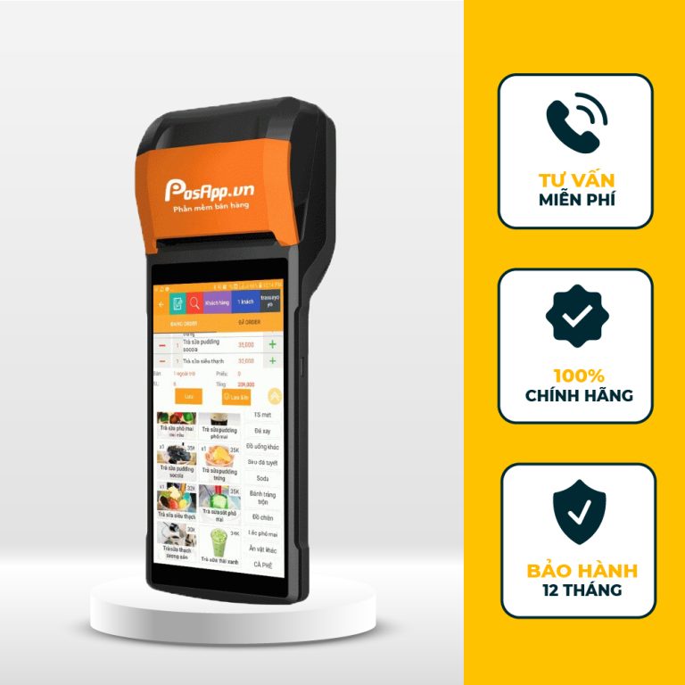 Máy pos cầm tay PosApp PAC2 tích hợp máy in khổ 57mm