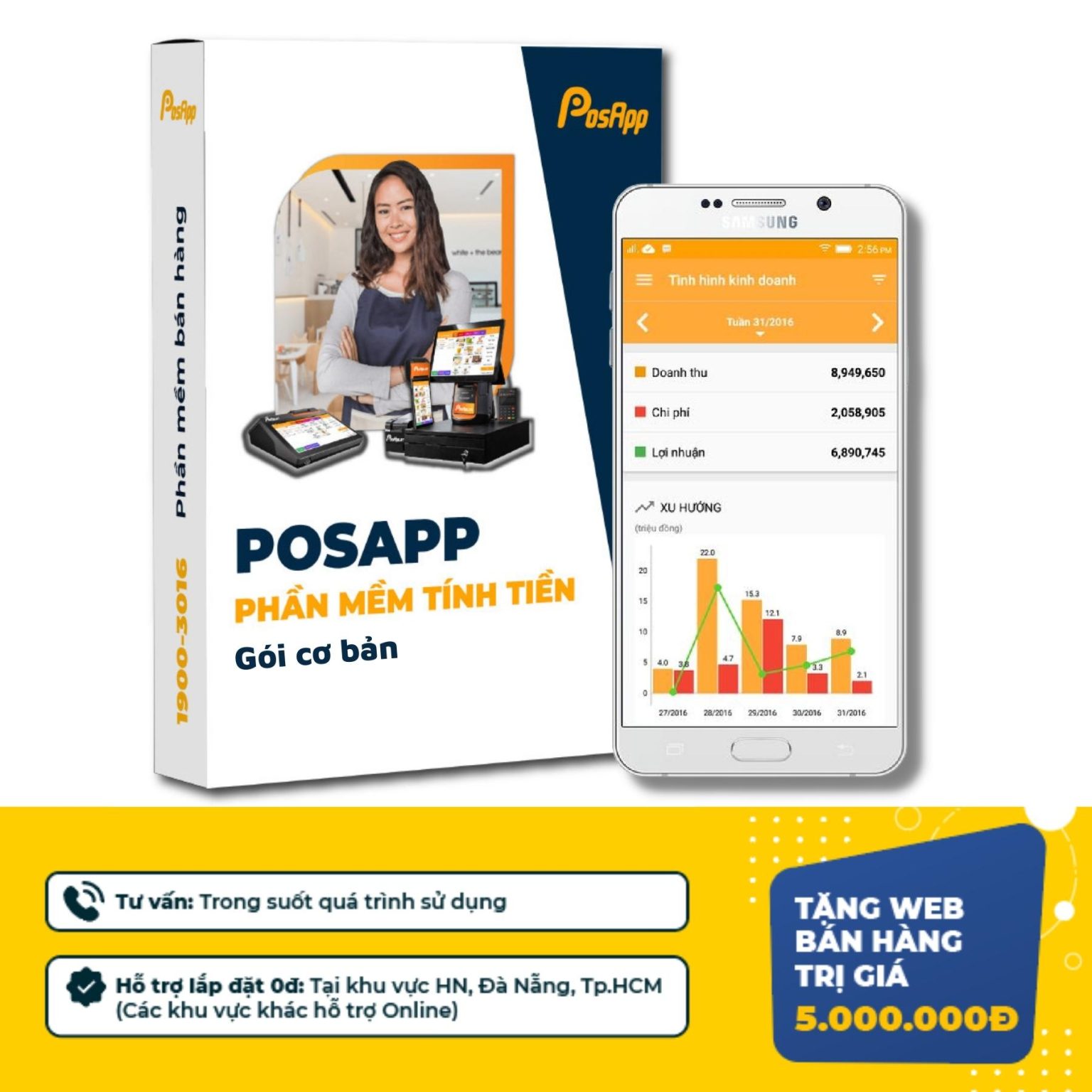 Máy quẹt thẻ SmartPOS PRO - Hỗ trợ quẹt mọi loại thẻ ATM